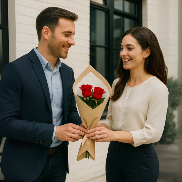 Two Roses Bouquet Delivered in Christchurch & Canterbury | Red, Pink ...